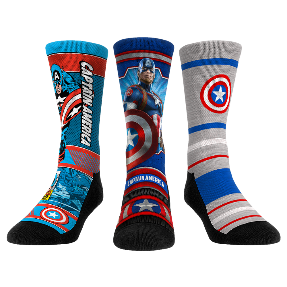 Captain America - Rock 'Em Socks - Marvel Socks - 3-Pack