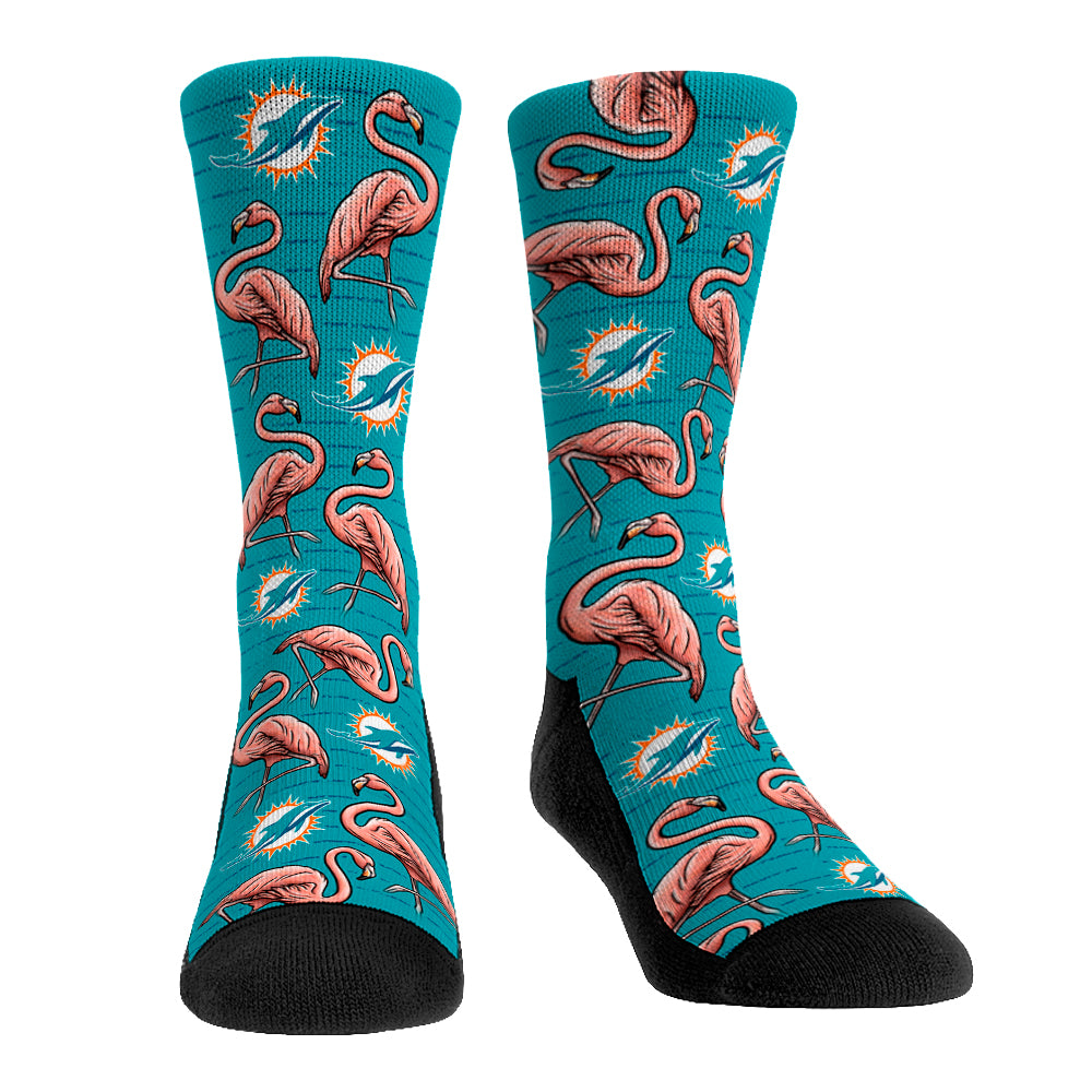Miami Dolphins Socks - Flamingo Socks - NFL Socks - Rock 'Em Socks