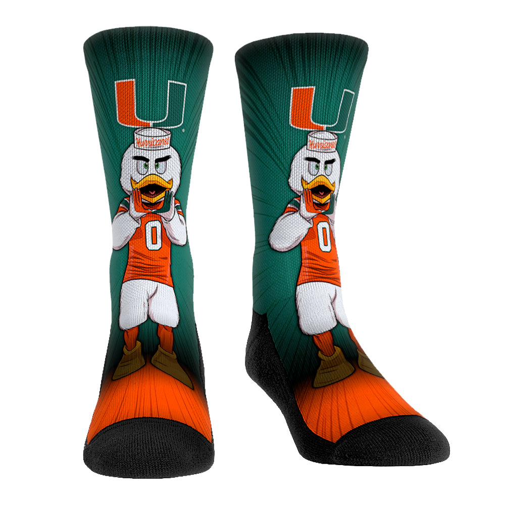 Miami Hurricanes Socks - Mascot Pump Up! Socks - Rock 'Em Socks