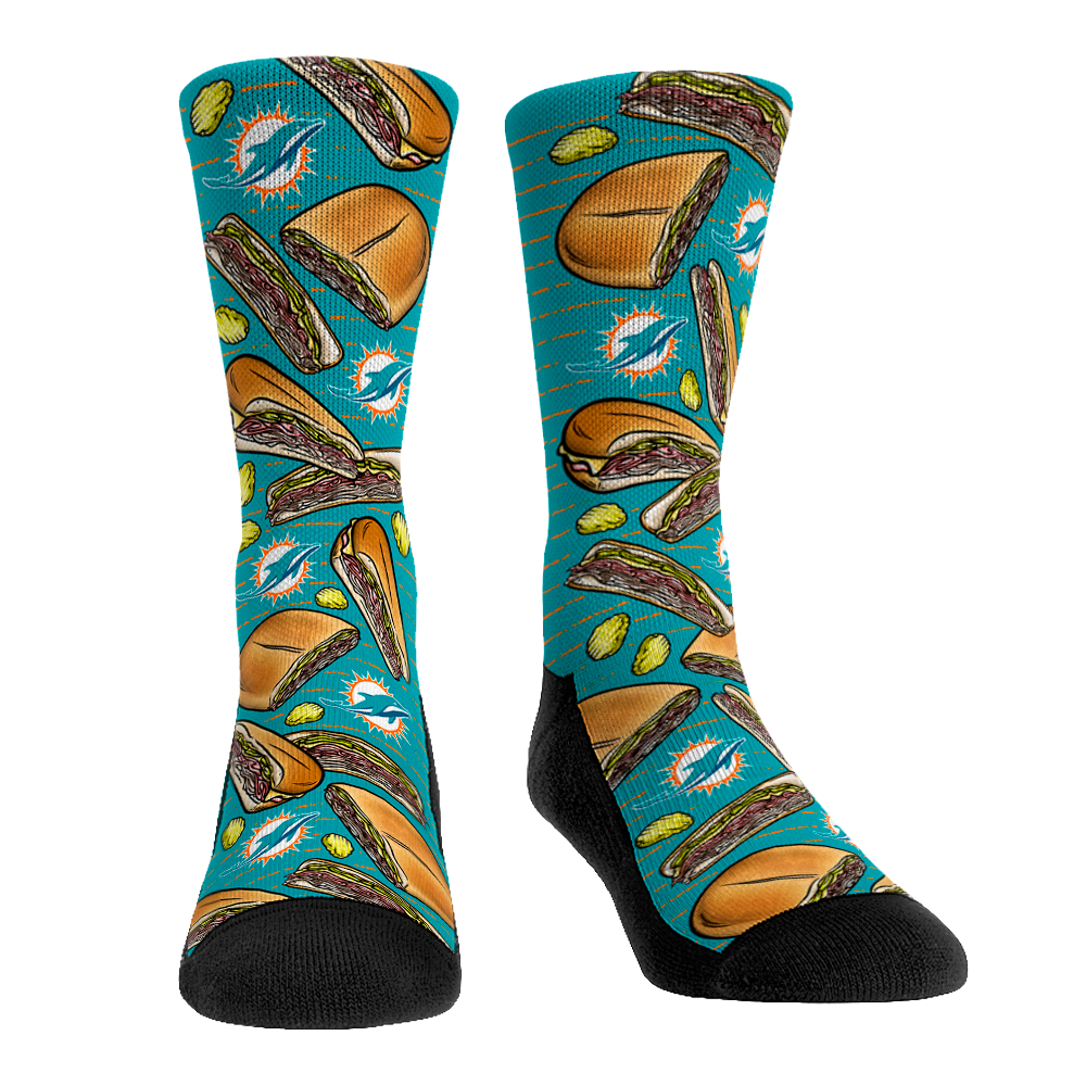 Miami Dolphins Socks - Cuban Sandwich Socks - NFL Socks - Rock 'Em Socks