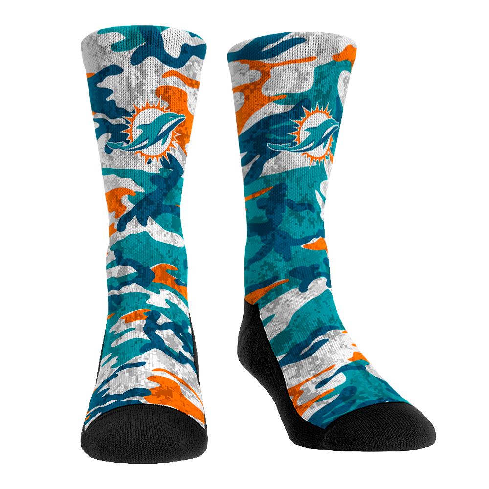 Miami Dolphins Socks - What The Camo Socks - NFL Socks - Rock 'Em Socks