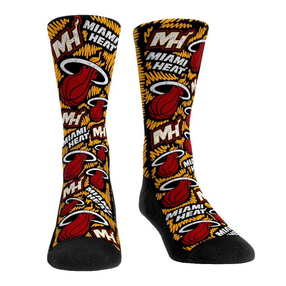 Miami Heat Socks - Logo Sketch Socks - NBA Socks - Rock 'Em Socks