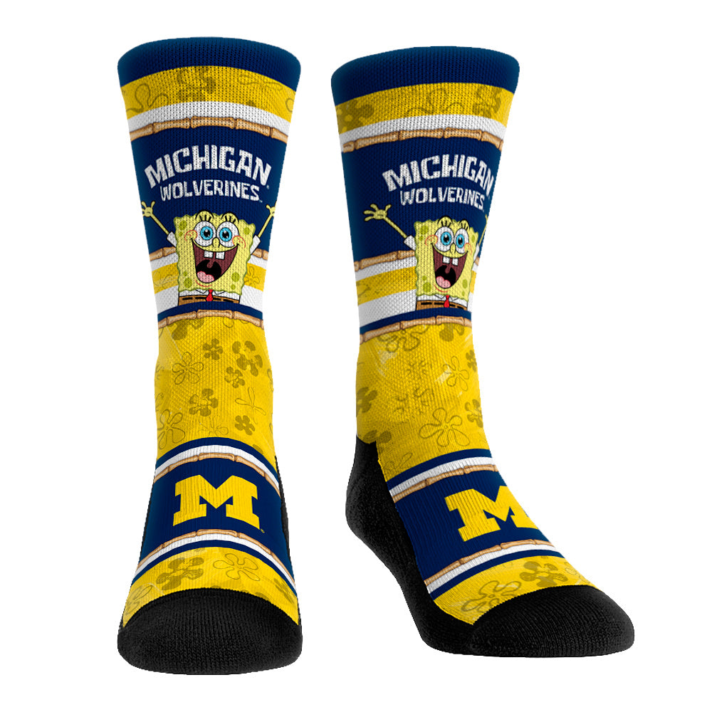 Michigan Wolverines - SpongeBob SquarePants Tiki Stripe - Rock 'Em Socks
