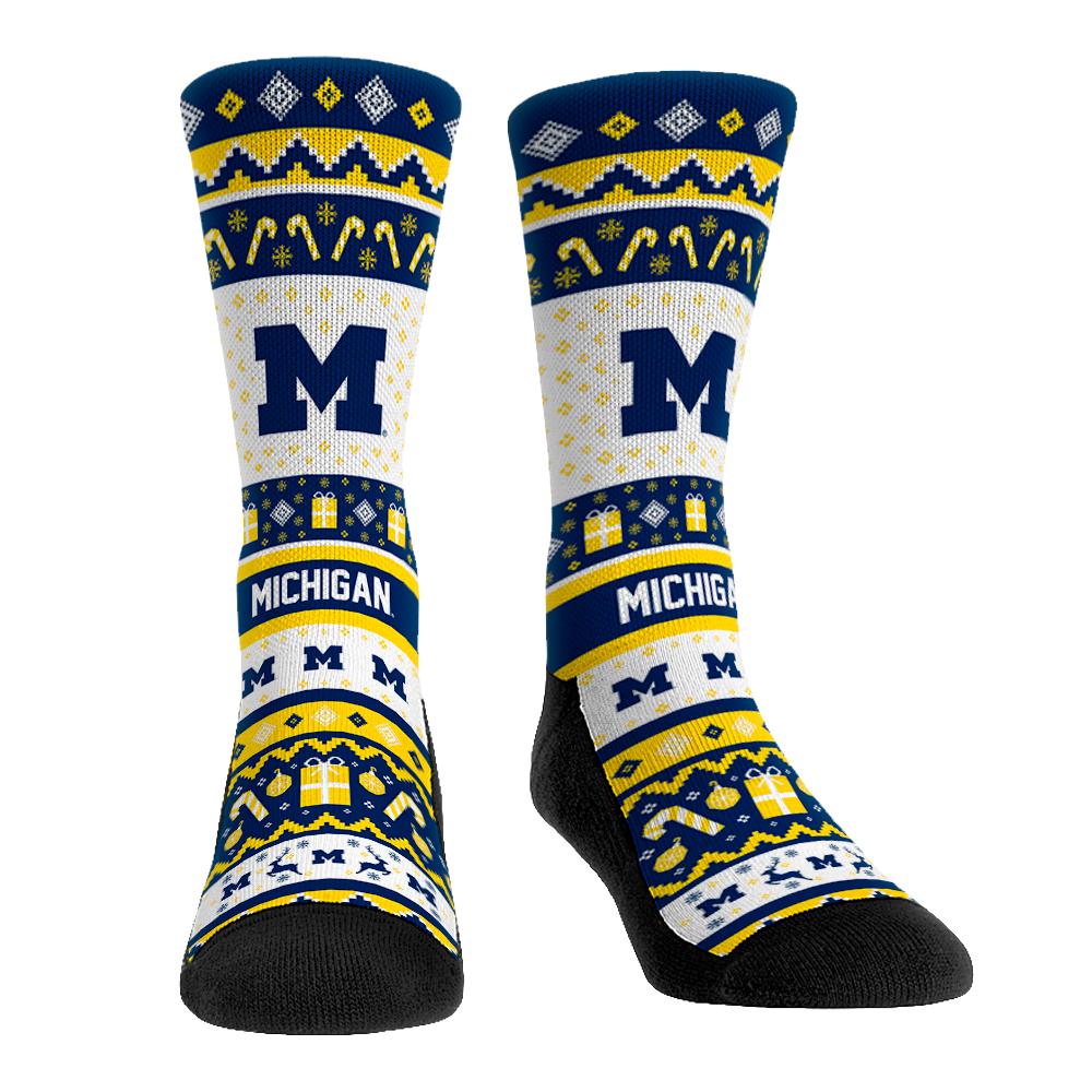 Michigan Wolverines Socks - Tacky Sweater Socks - Rock 'Em Socks