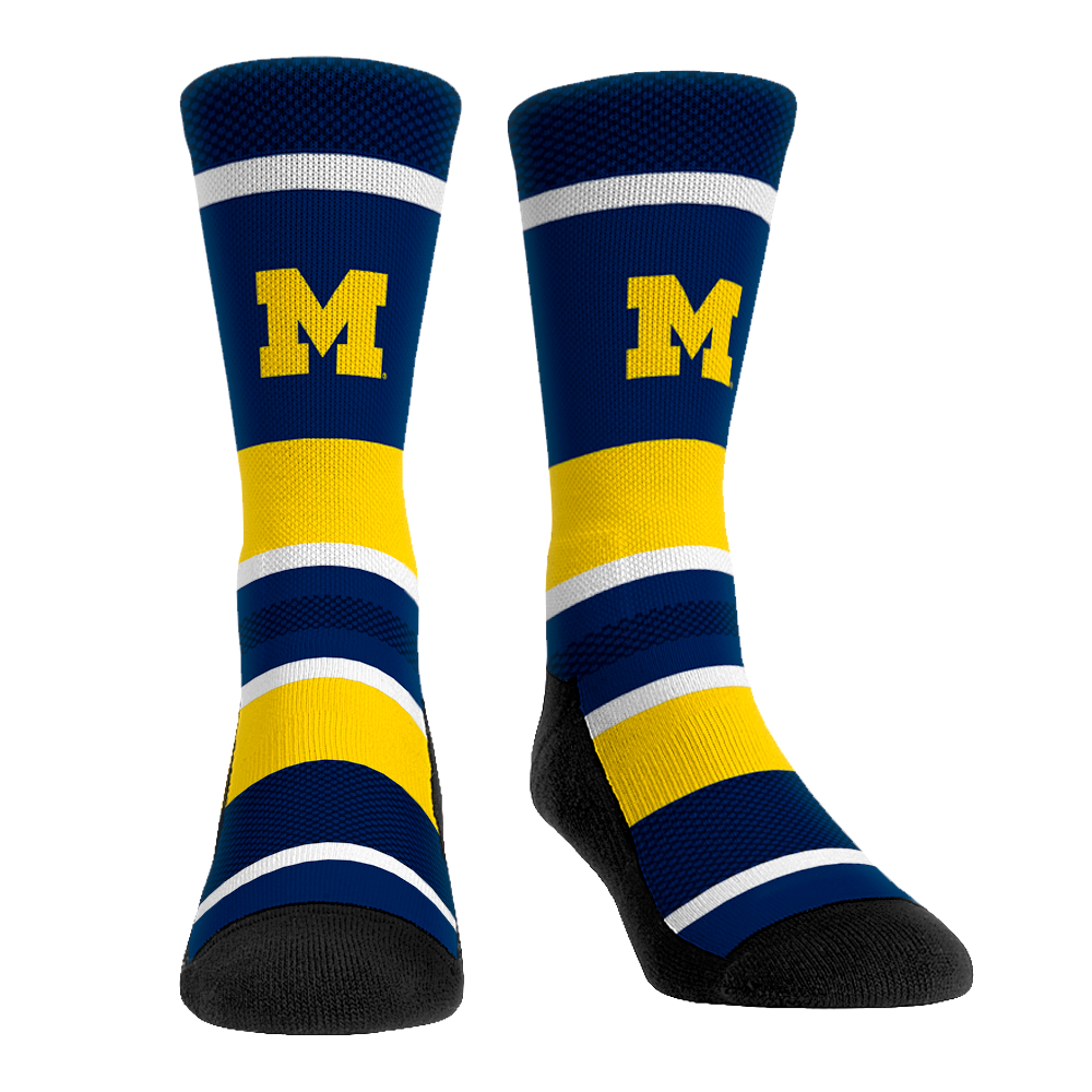 Michigan Wolverines Socks - Tech Stripe Socks - Rock 'Em Socks