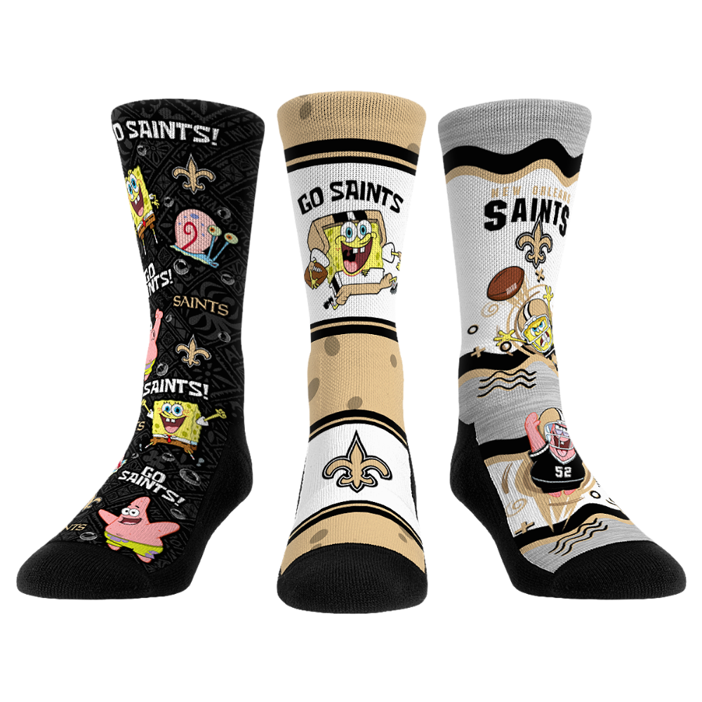 New Orleans Saints - SpongeBob SquarePants Socks - Heather - Rock 'Em Socks