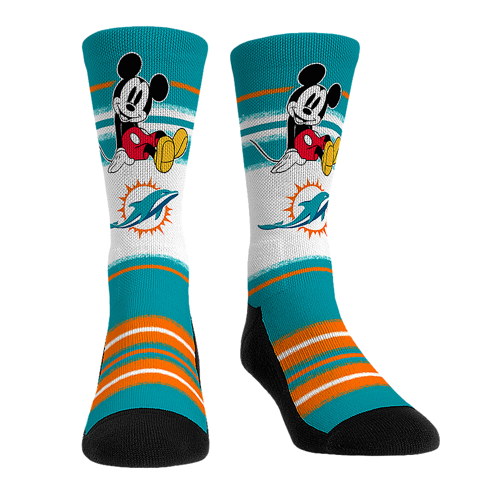 Miami Dolphins Socks - Disney Sit Stripe - NFL Socks - Rock 'Em Socks