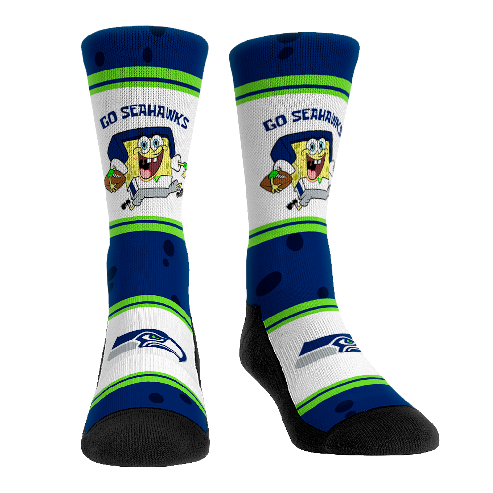 Seattle Seahawks - SpongeBob SquarePants Socks - Team Up - Rock 'Em Socks