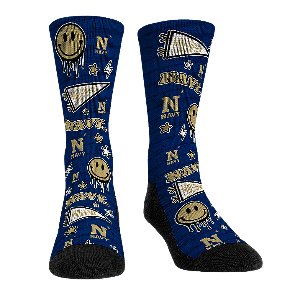 Navy Midshipmen Socks - Smiley Stickers - Rock 'Em Socks