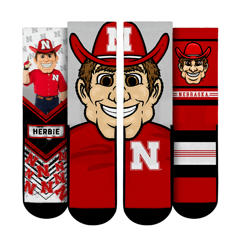 Nebraska Huskers Socks - Mascot 3-Pack - Rock 'Em Socks - NCAA