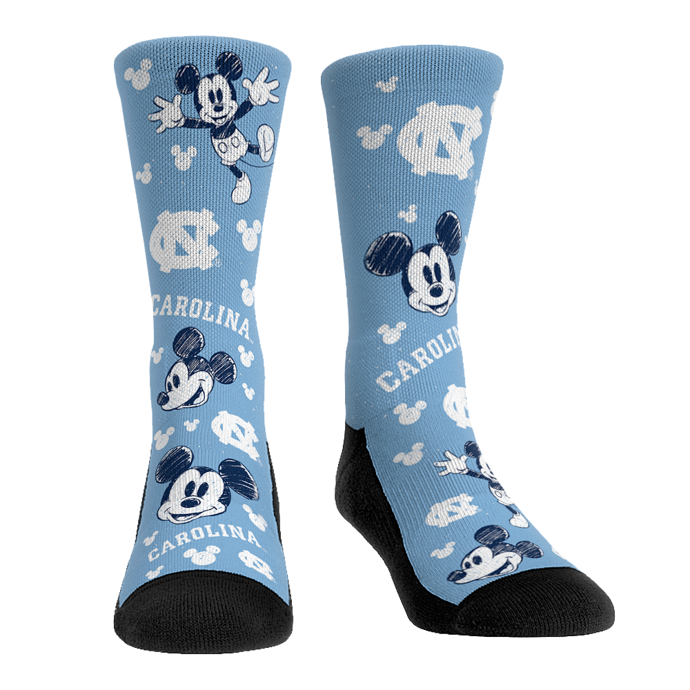 UNC Tar Heels x Disney Socks - Mickey Sketch - Rock 'Em Socks