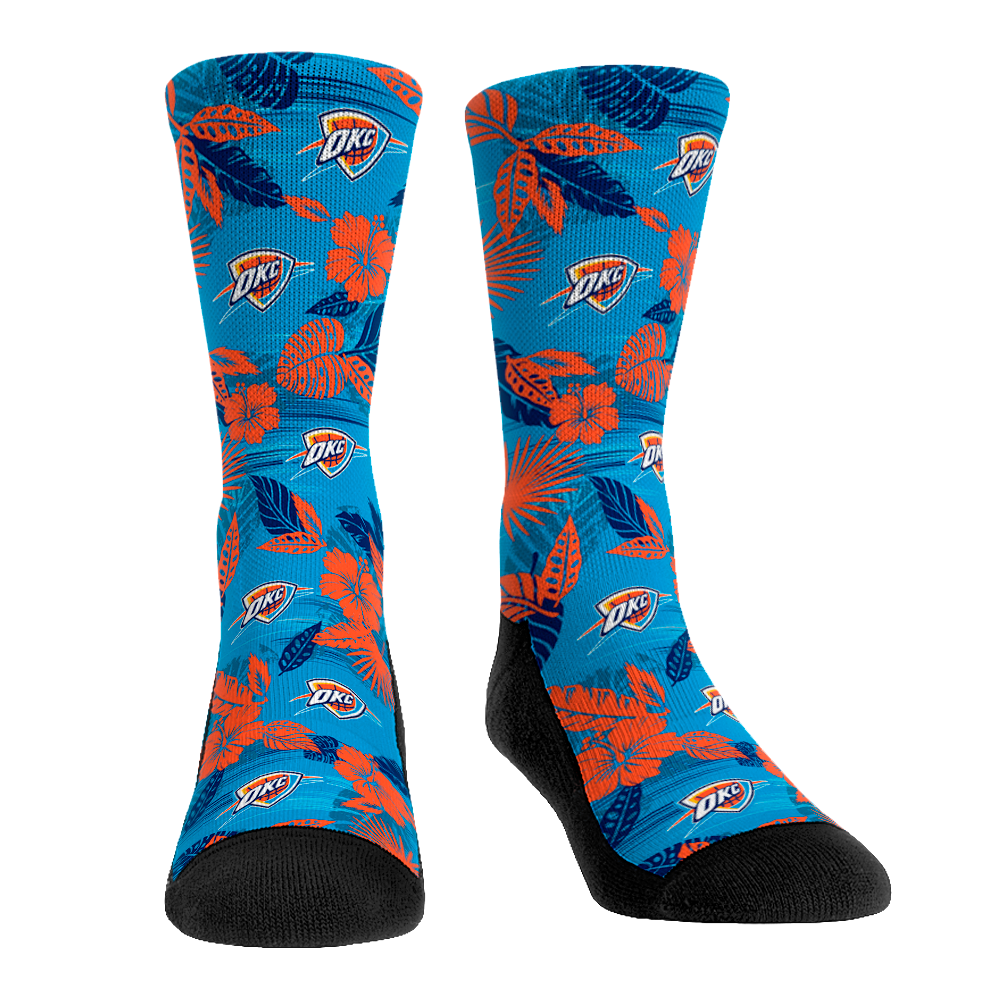 Oklahoma City Thunder Socks - Floral Socks - NBA Socks - Rock 'Em Socks