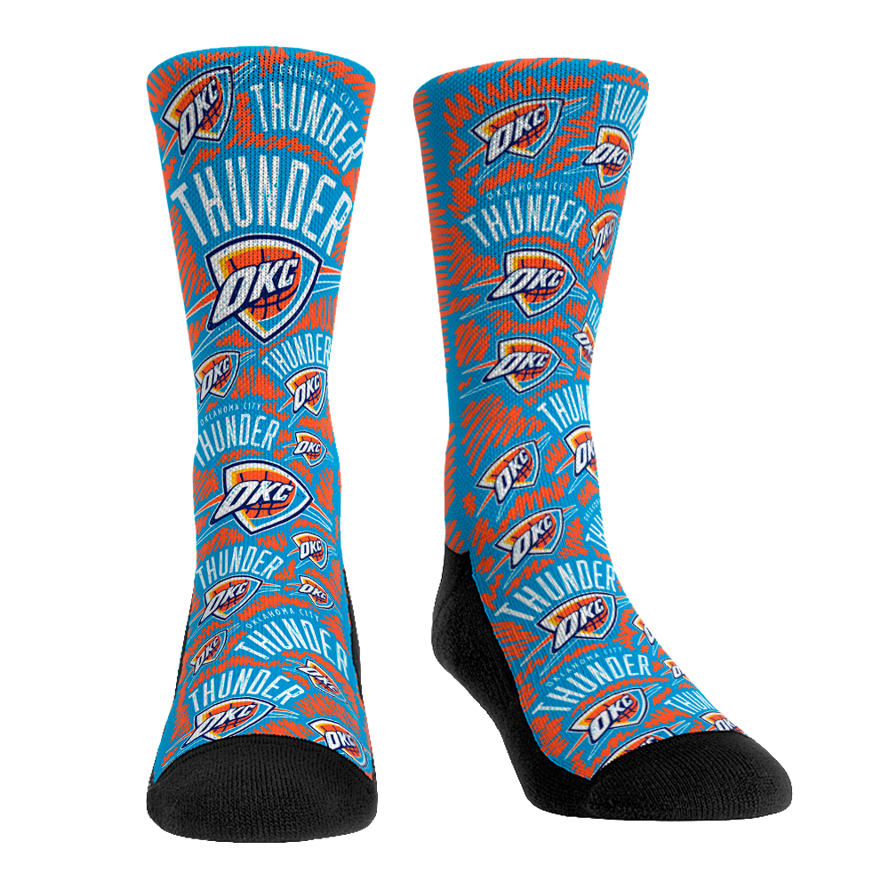 Oklahoma City Thunder Socks - Logo Sketch Socks - NBA Socks - Rock 'Em ...