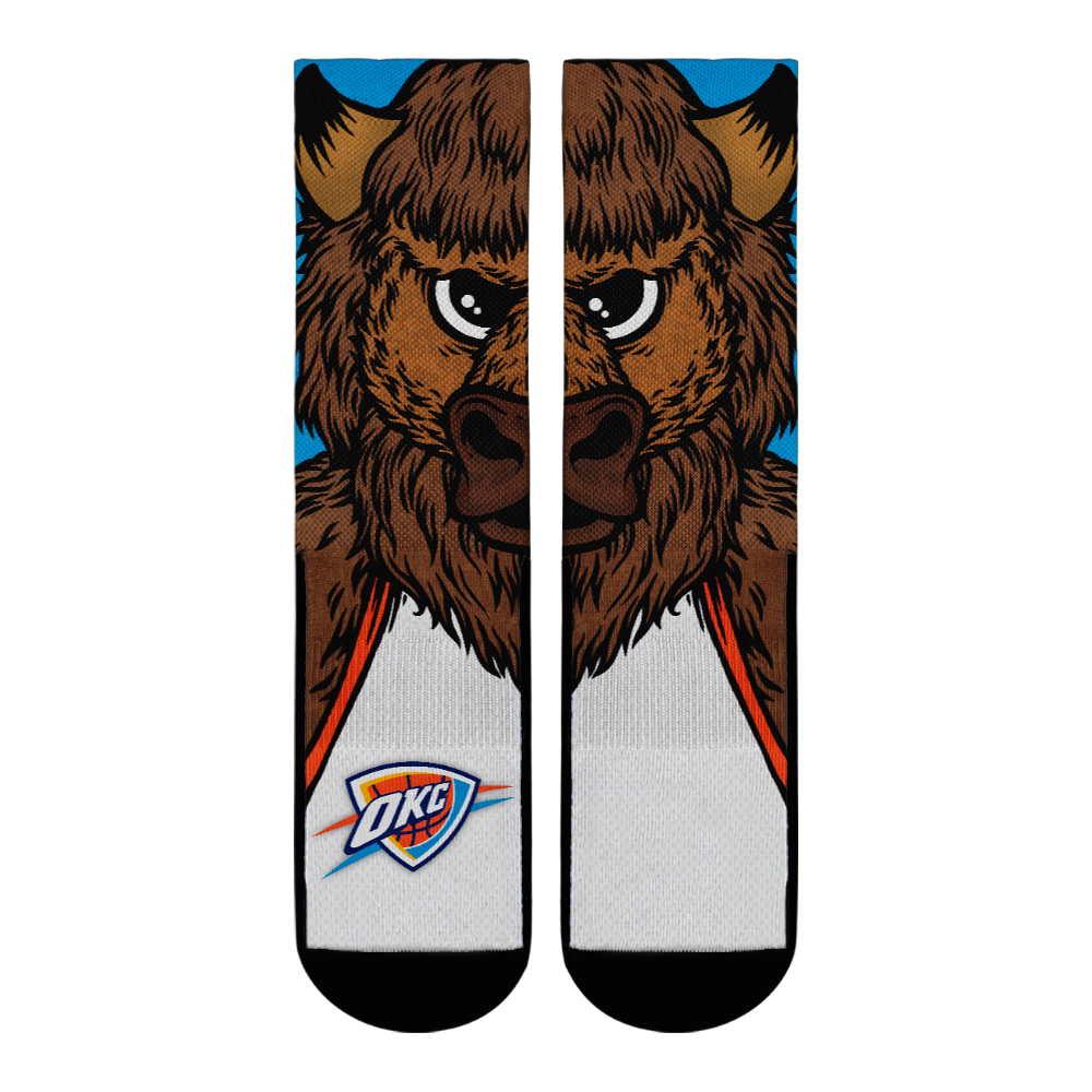 Oklahoma City Thunder Socks - Split Face Mascot Socks - NBA Socks ...