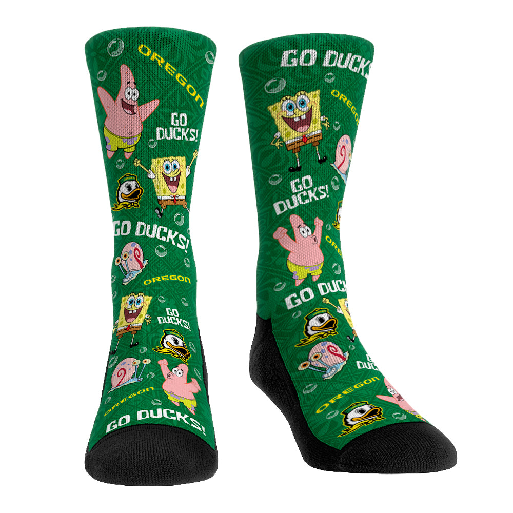 Oregon Ducks Socks - SpongeBob SquarePants Characters All-Over - Rock ...