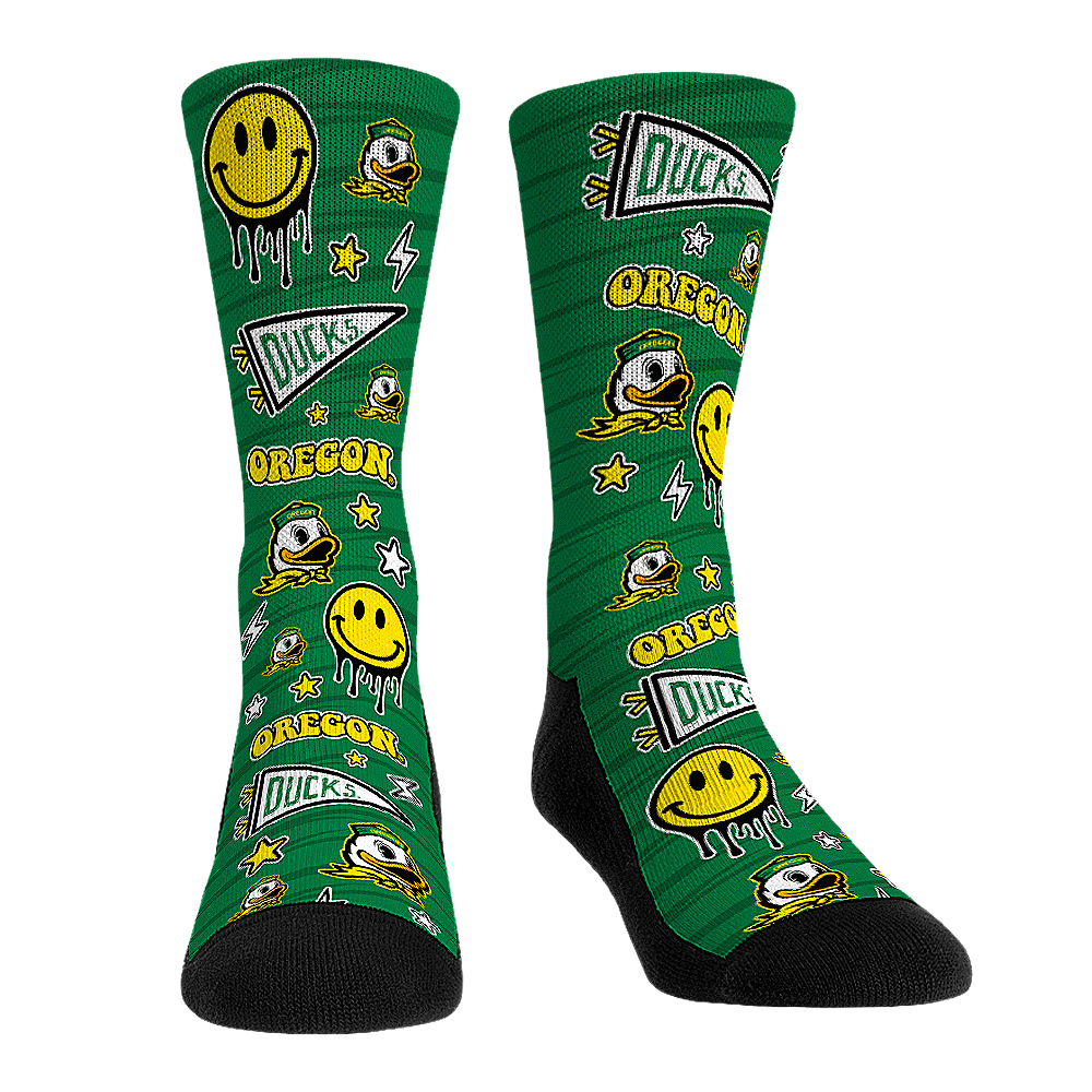 Oregon Ducks Socks - Smiley Stickers - Rock 'Em Socks