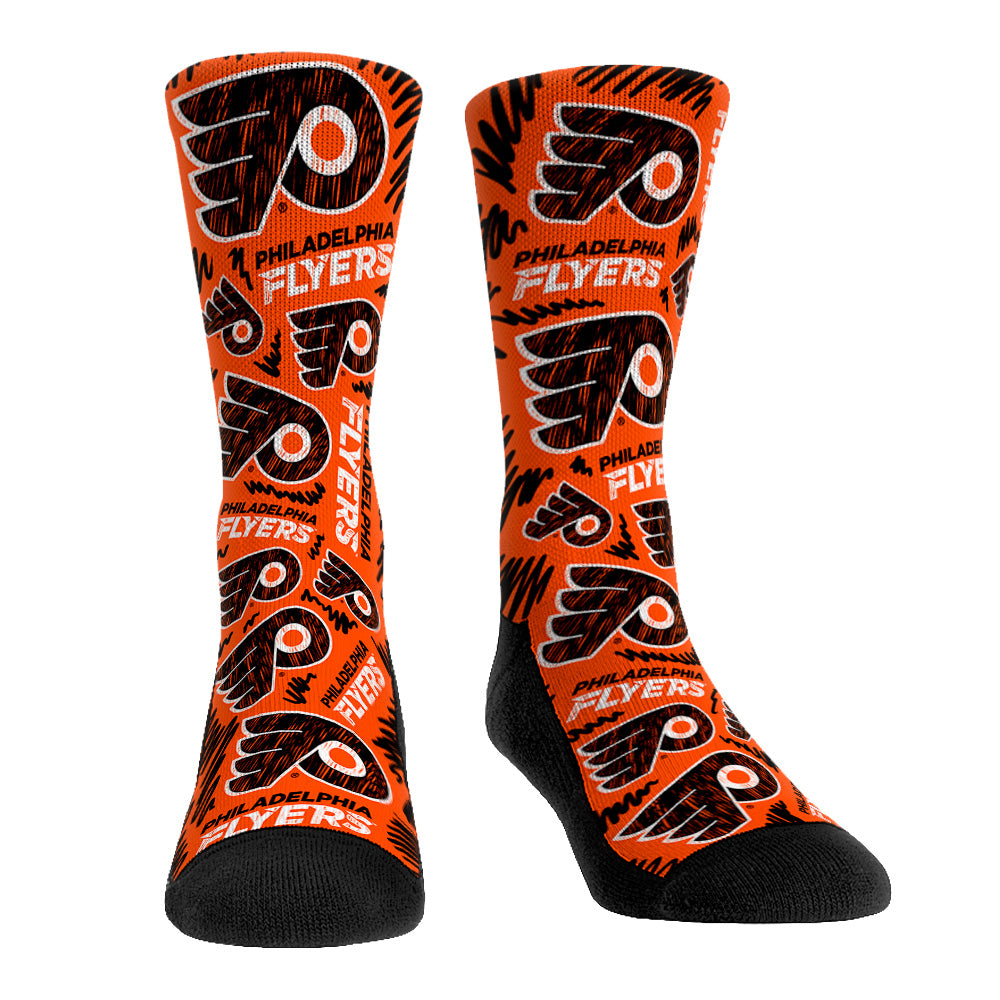 Philadelphia Flyers - Logo Sketch - NHL Socks - Rock 'Em Socks
