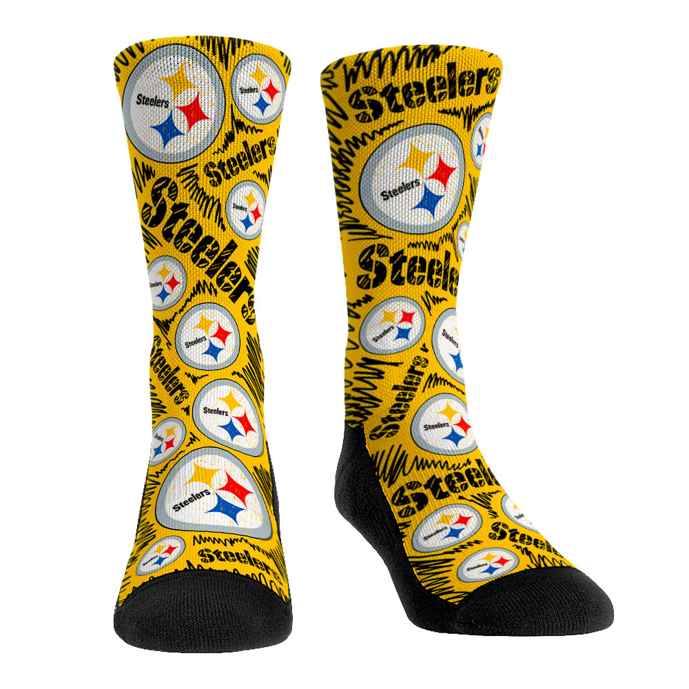 Pittsburgh Steelers - Logo Sketch - NFL Socks - Rock 'Em Socks