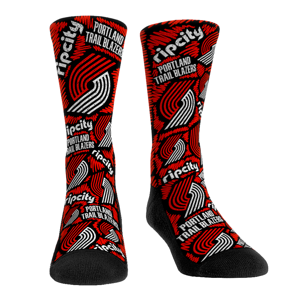 Portland Trail Blazers Socks - Logo Sketch Socks - NBA Socks - Rock 'Em ...
