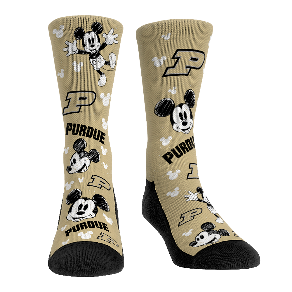 Purdue Boilermakers x Disney Socks - Mickey Sketch - Rock 'Em Socks