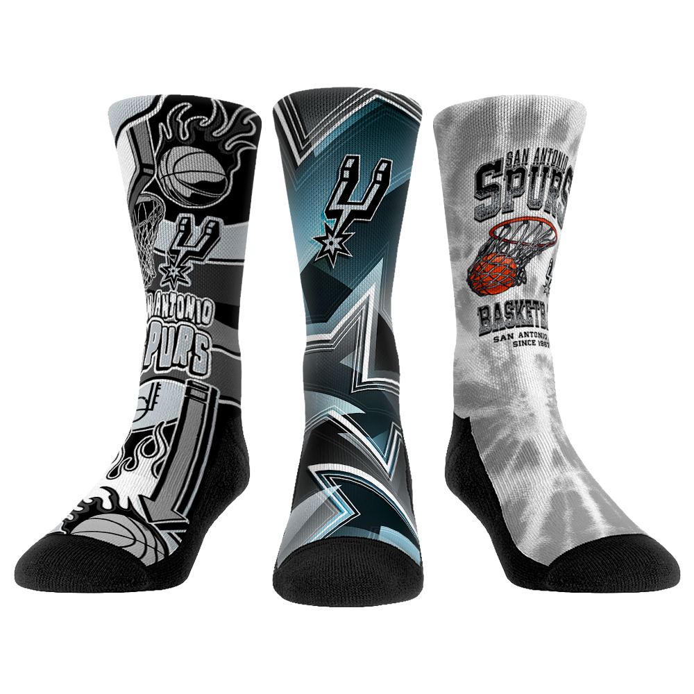 San Antonio Spurs Socks - 3-Pack - NBA Socks - Rock 'Em Socks