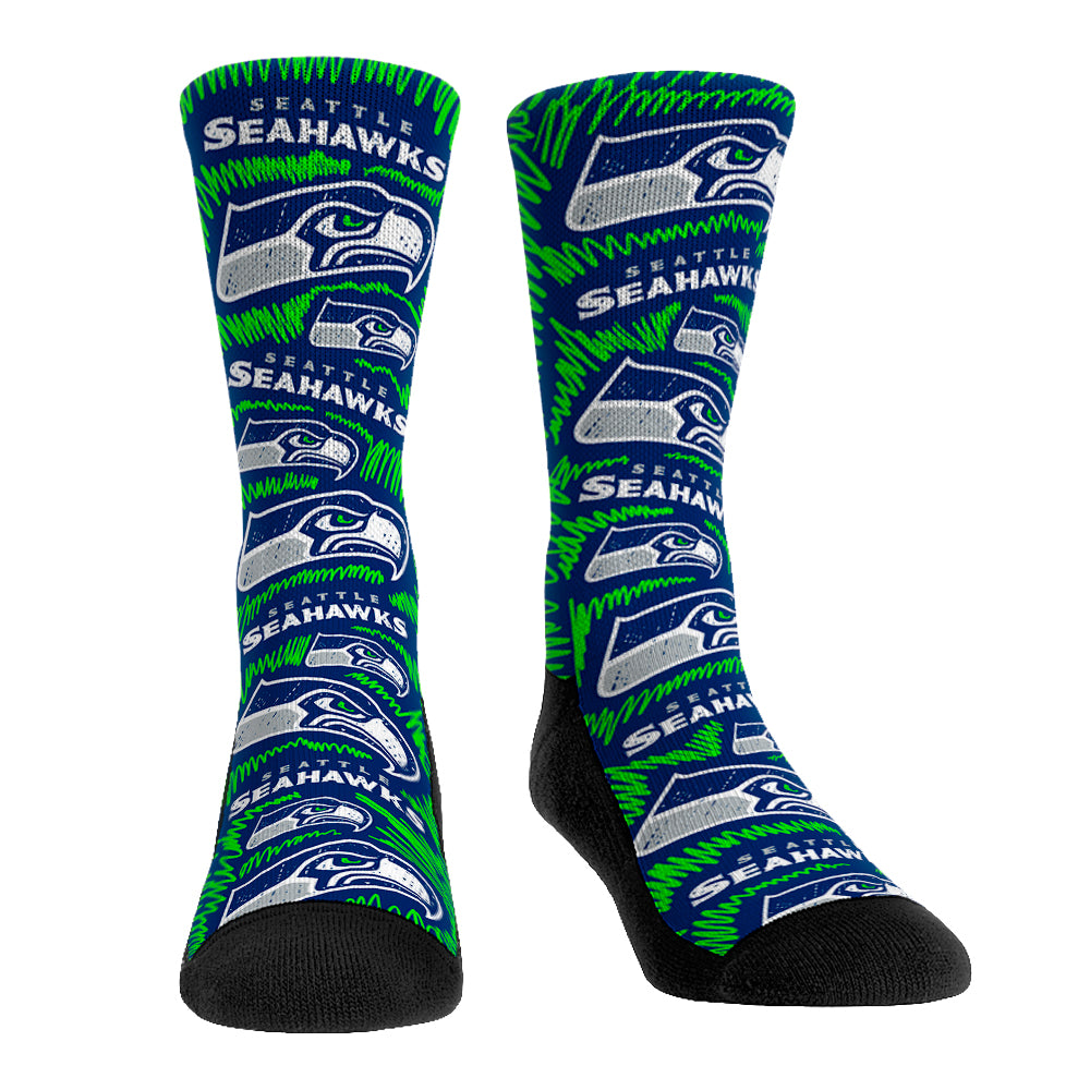 Seattle Seahawks - Logo Sketch - NFL Socks - Rock 'Em Socks