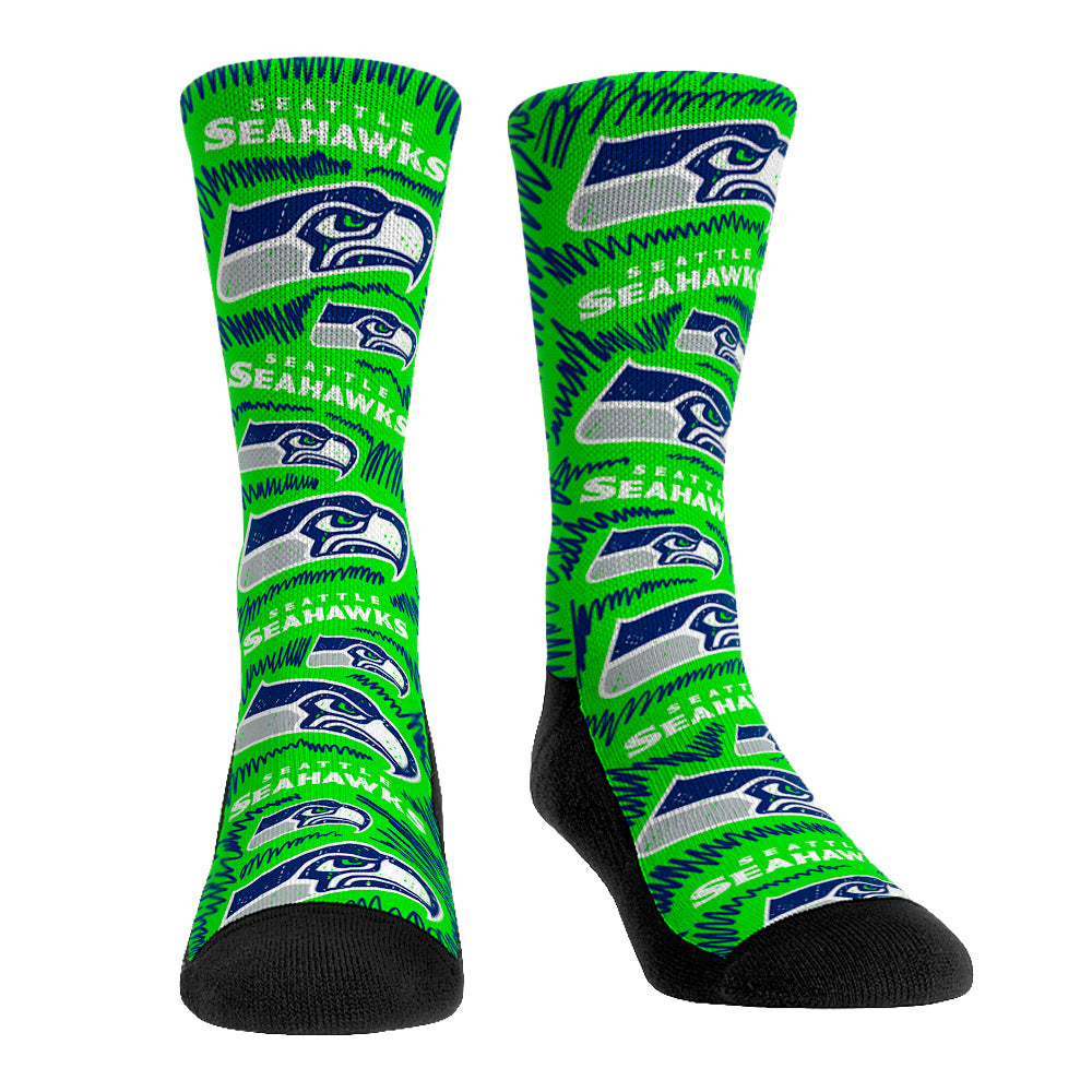 Seattle Seahawks - Logo Sketch - NFL Socks - Rock 'Em Socks