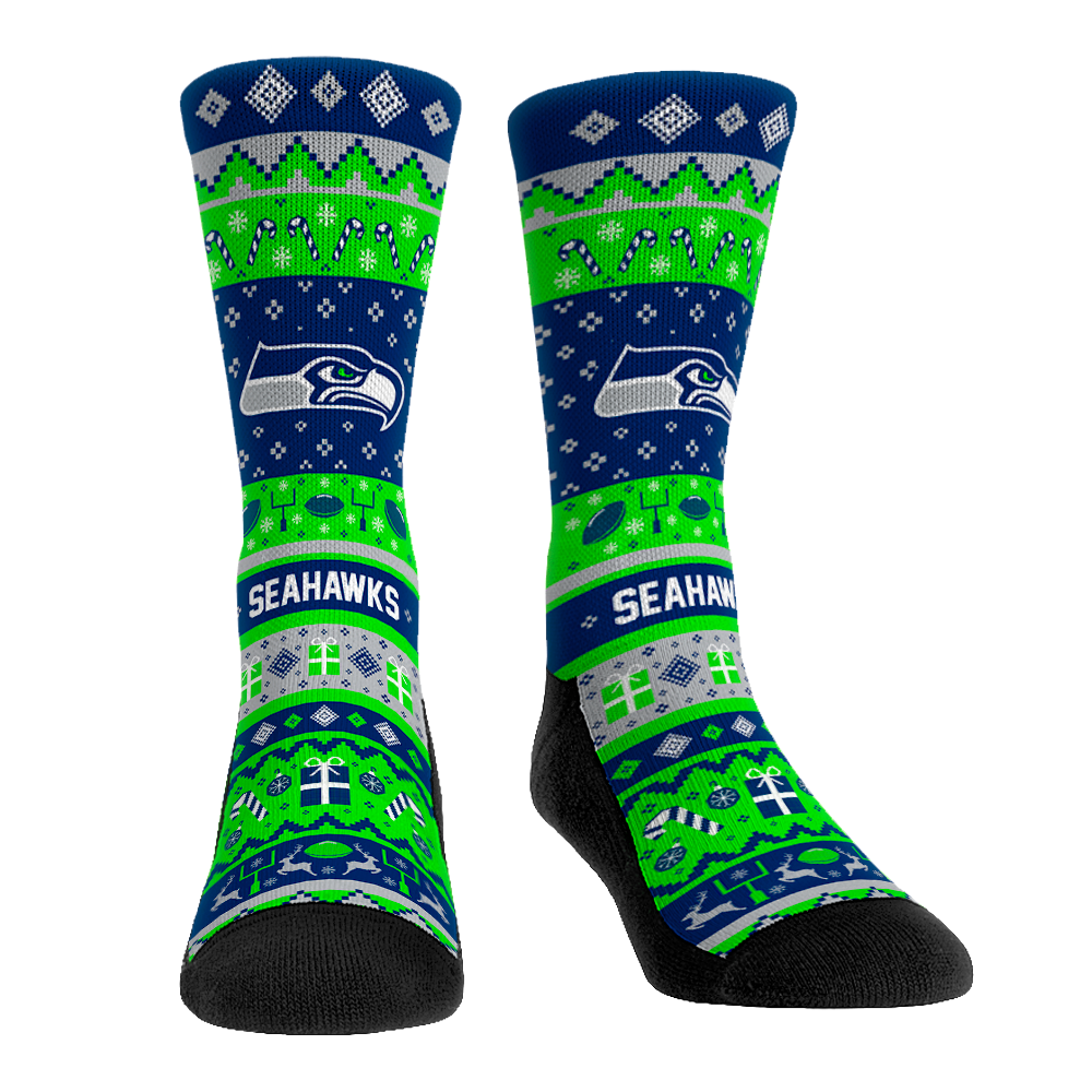 Seattle Seahawks Socks - Tacky Sweater Socks - NFL Socks - Rock 'Em Socks