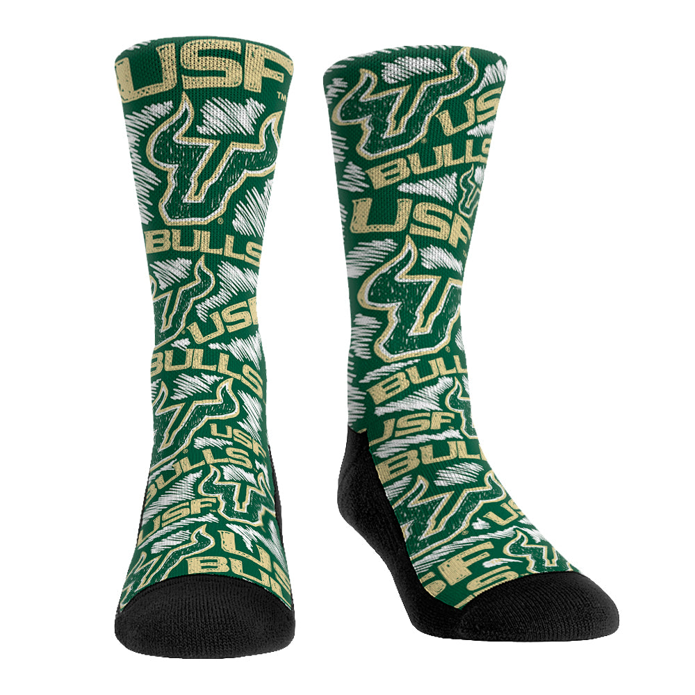USF Bulls - Logo Sketch Green – Rock 'Em Socks