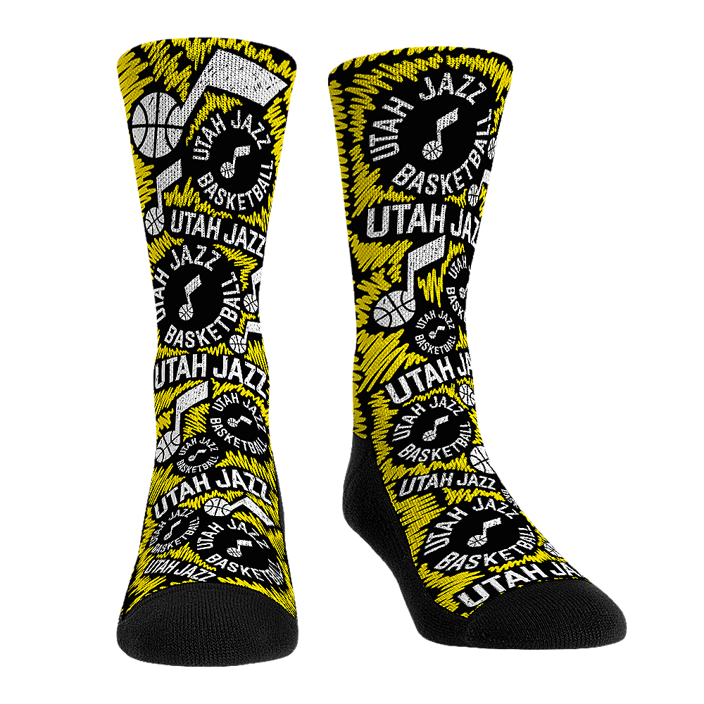 Utah Jazz Socks - Logo Sketch Socks - NBA Socks - Rock 'Em Socks
