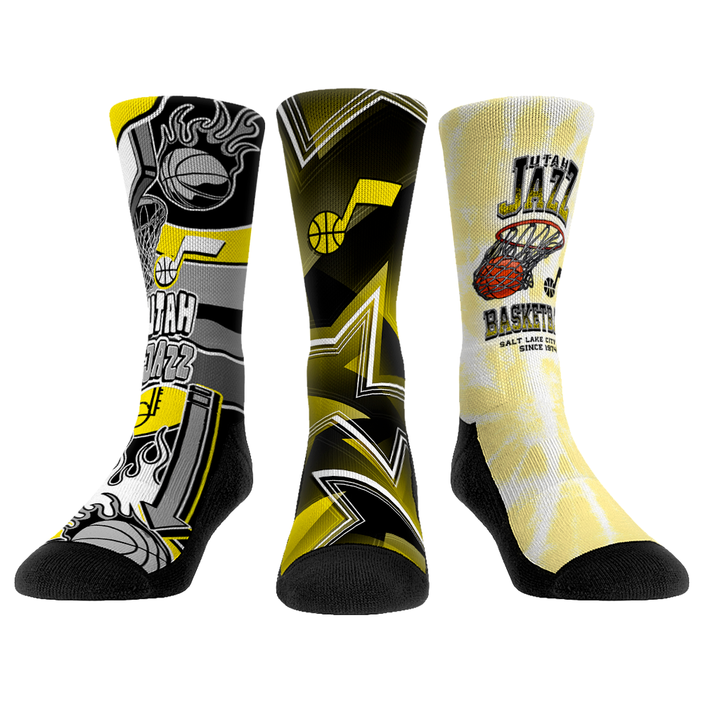 Utah Jazz Socks - 3-Pack - NBA Socks - Rock 'Em Socks