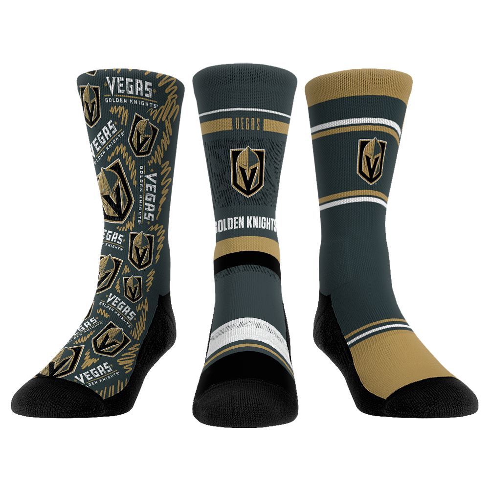 Vegas Golden Knights Socks - 3-Pack - NHL Socks - Rock 'Em Socks
