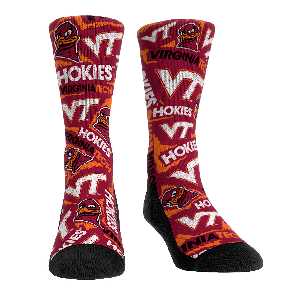 Virginia Tech Hokies Socks - Rock 'Em Socks - Logo Sketch