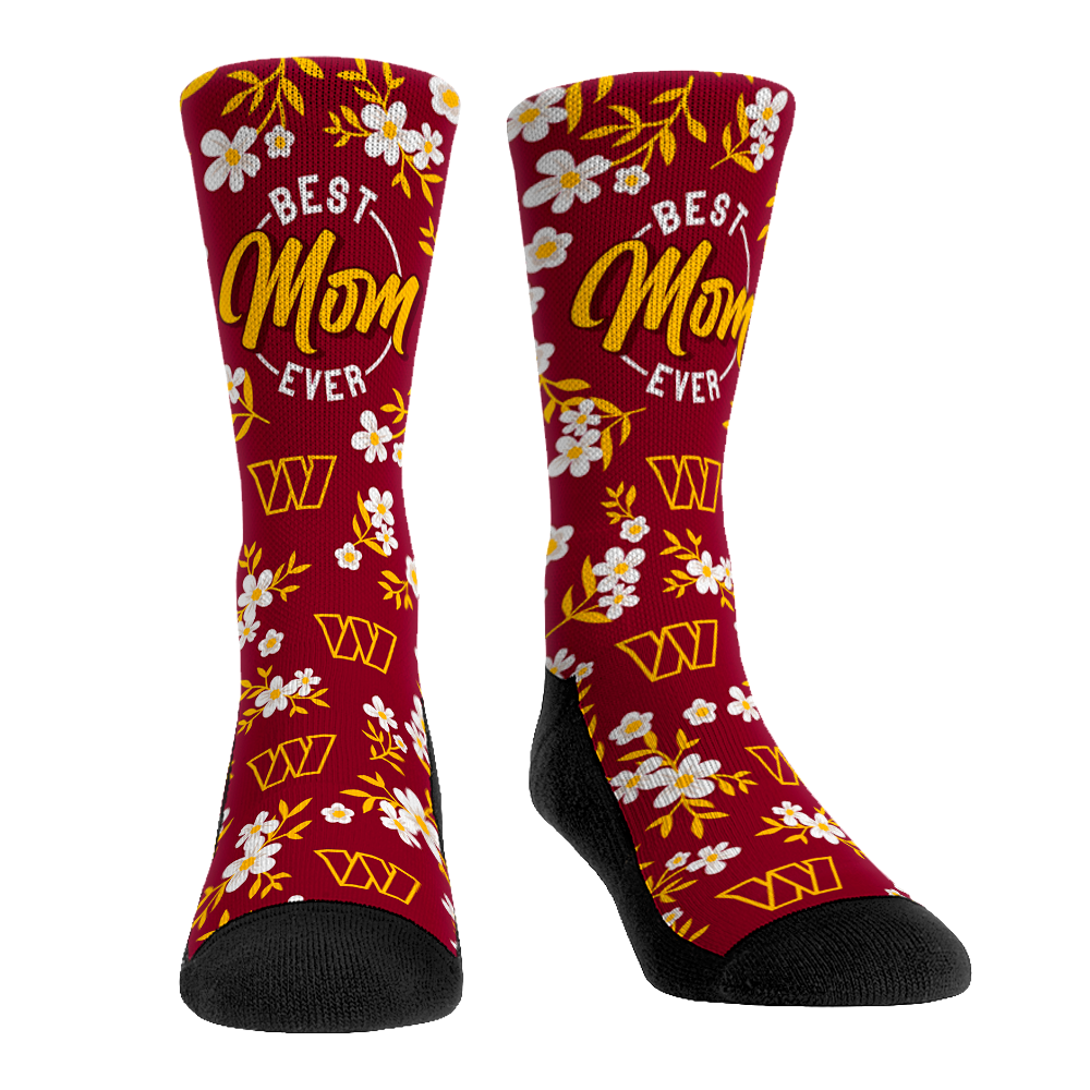 Washington Commanders Socks - Best Mom Floral - NFL Socks - Rock 'Em Socks
