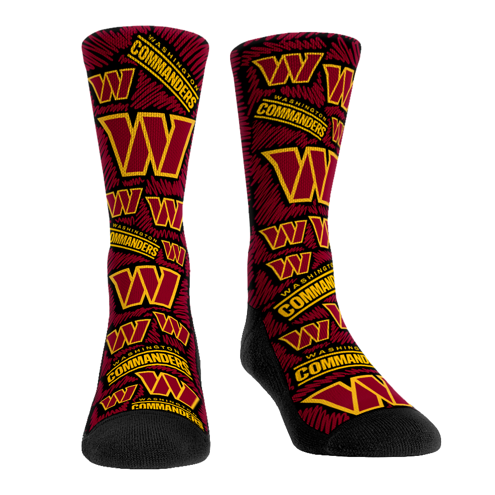 Washington Commanders Socks - Logo Sketch - NFL Socks - Rock 'Em Socks