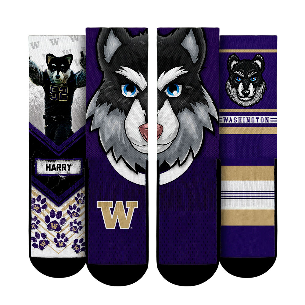 Washington Huskies Socks - Mascot 3-Pack - Rock 'Em Socks - NCAA