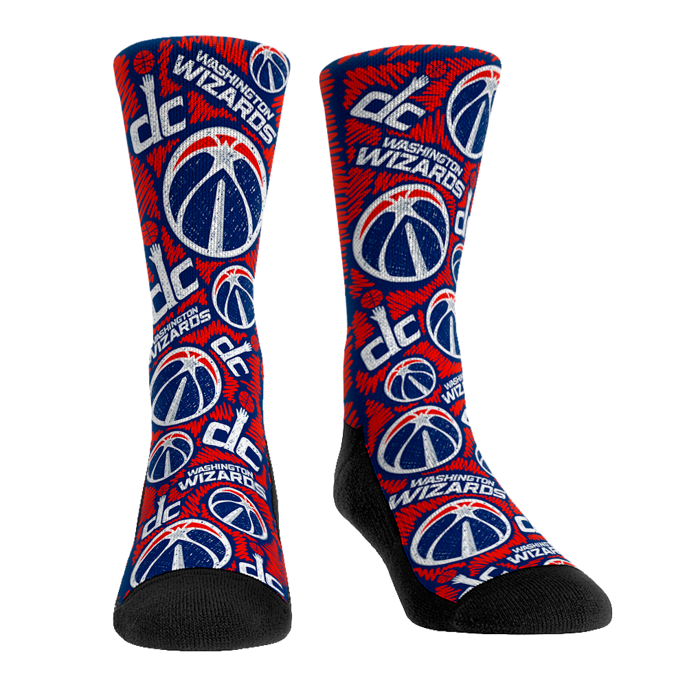 Washington Wizards Socks - Logo Sketch Socks - NBA Socks - Rock 'Em Socks
