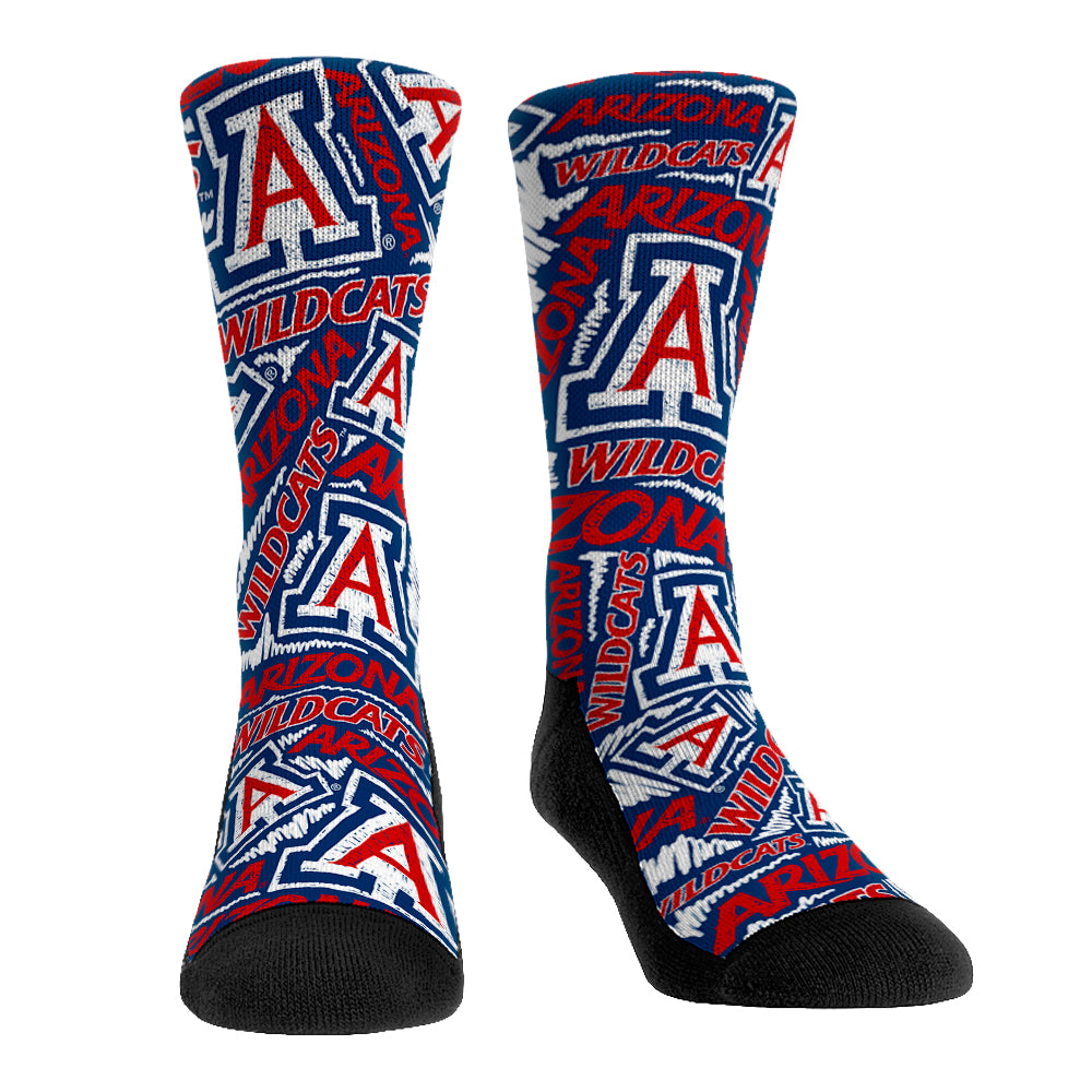 Arizona Wildcats Socks - Logo Sketch Socks - Rock 'Em Socks - NCAA