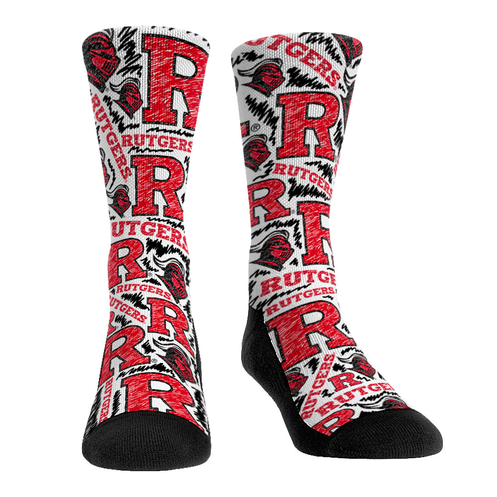 Rutgers Scarlet Knights Socks - Logo Sketch Socks - Rock 'Em Socks